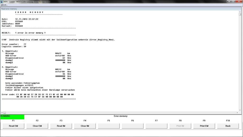 Help with 3 codes from Inpa | BMW M5 Forum and M6 Forums