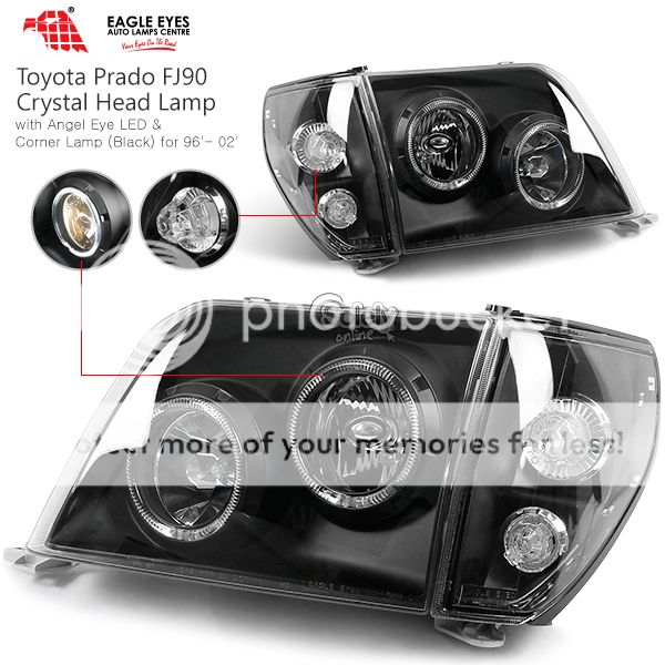 For TOYOTA Land Cruiser Prado 90 FJ90 96-02 Black Projector LED Head ...