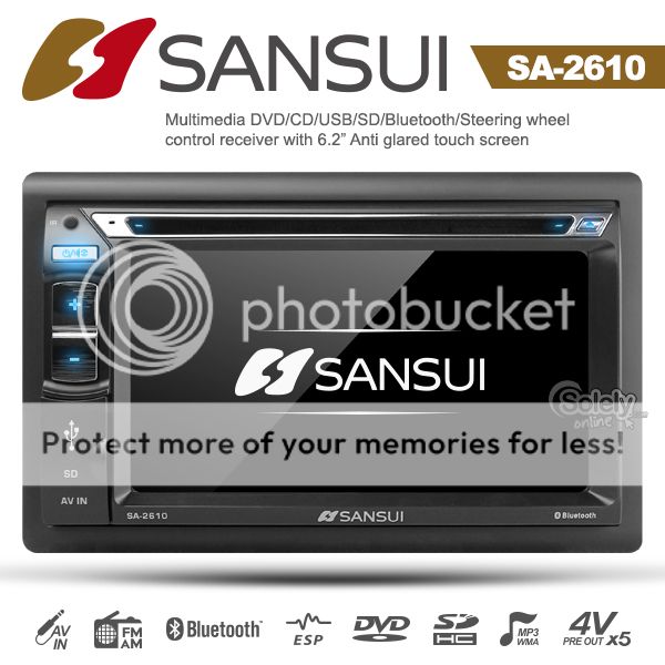 SANSUI SA-2610 Double DIN Touch Screen Car CD DVD Radio Stereo ...
